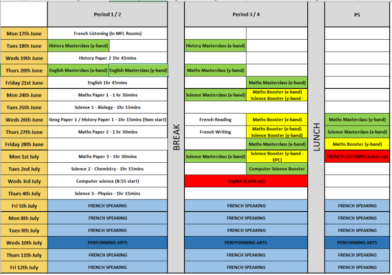 Year 10 Mock Exam Timetable - Updated 26/06 - The Laurel Academy
